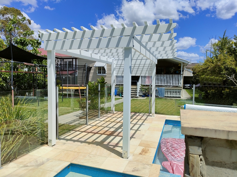 White Pergola with Side Screening | White Pergola | Yeerongpilly | Brisbane