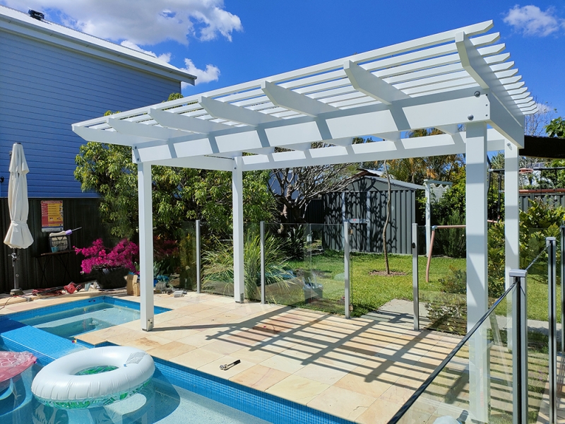 White Pergola with Side Screening | White Pergola | Yeerongpilly | Brisbane