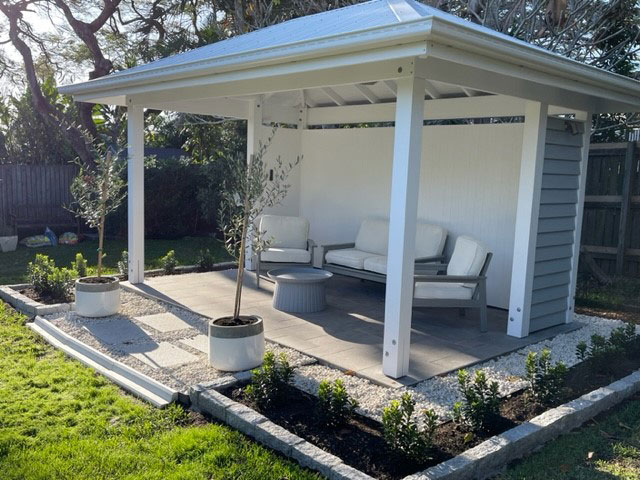 White and Grey Hamptons Style Cabana Gazebo | Norman Park | Brisbane