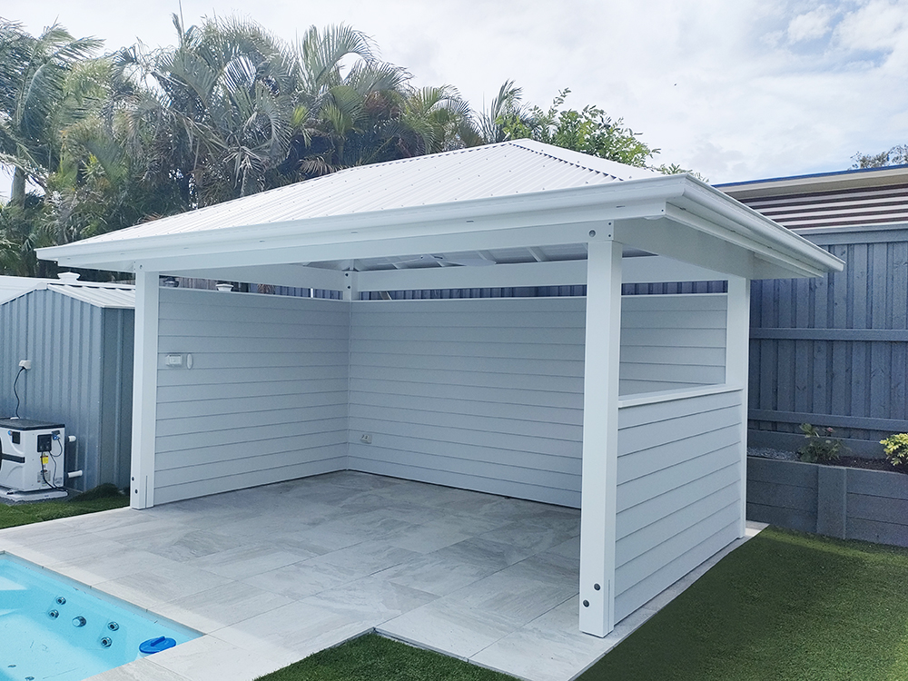 White and Grey Hamptons Style Pool Cabana Gazebo | Victoria Point ...